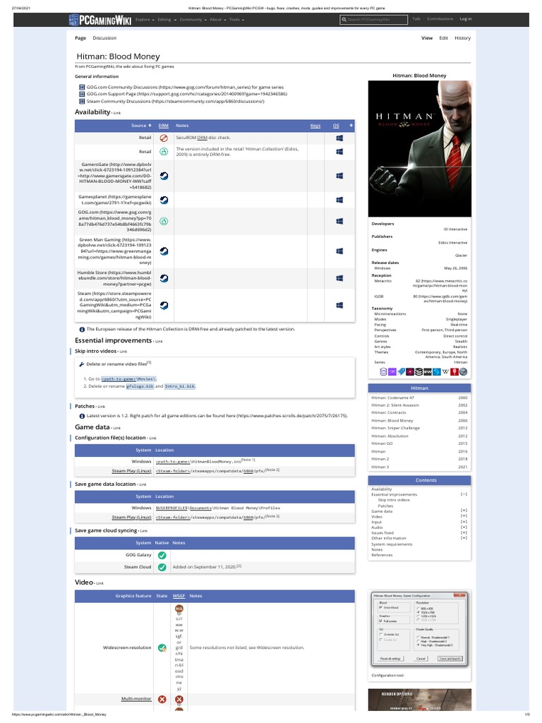 Hitman - Blood Money - PCGamingWiki PCGW - Bugs, Fixes, Crashes, Mods, Guides and Improvements ...