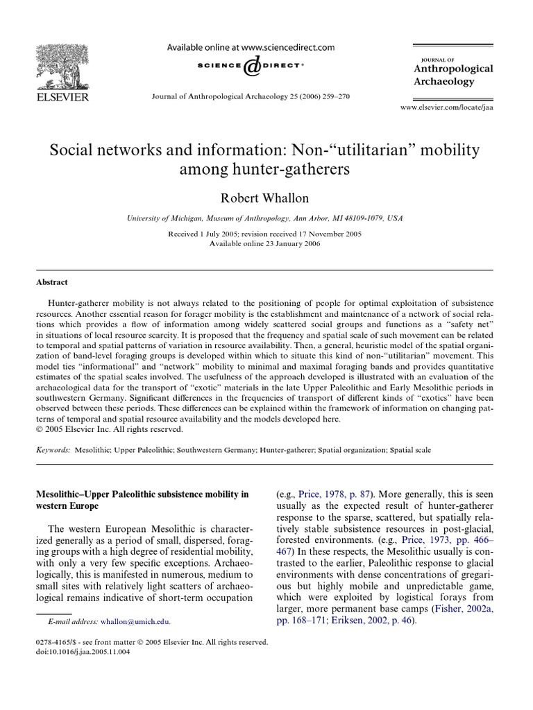 Whallon 2006 | PDF | Hunter Gatherer | Paleolithic