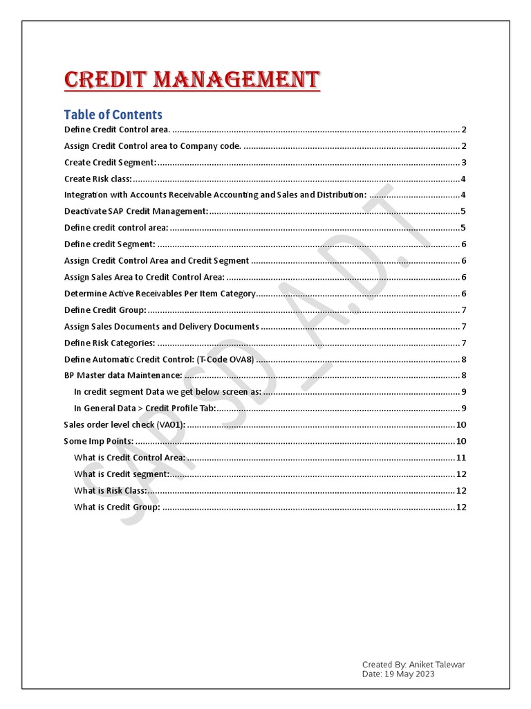 FSCM Credit Management | PDF | Risk | Supply Chain Management
