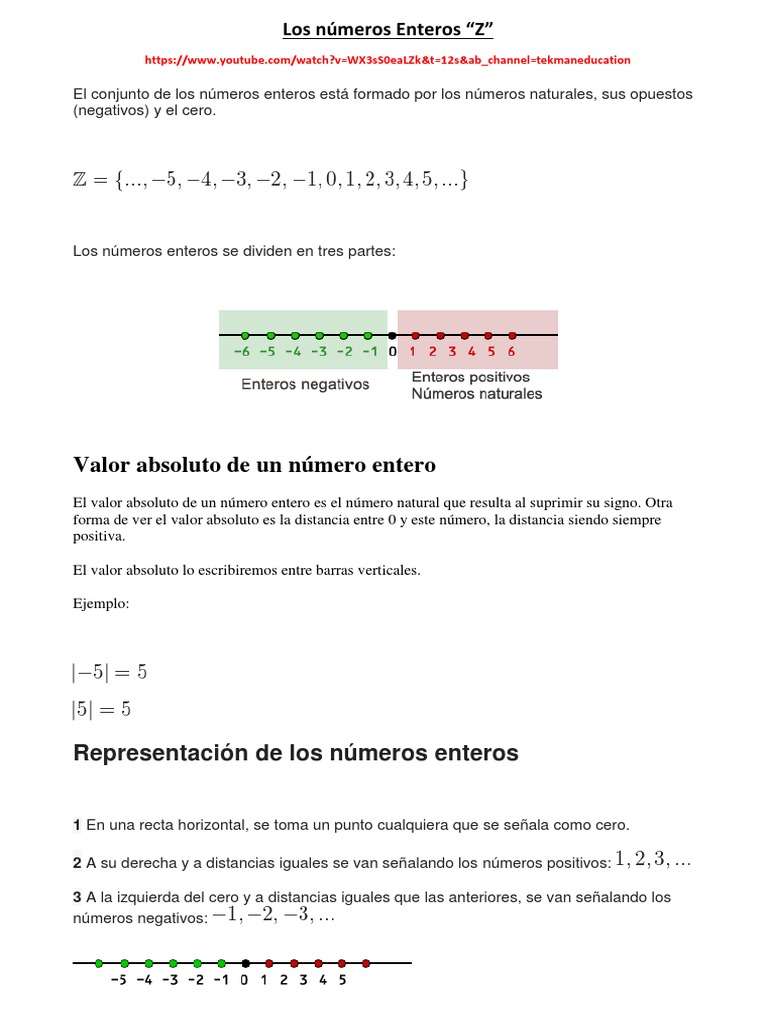 Los Números Enteros | PDF | Entero | Matemáticas