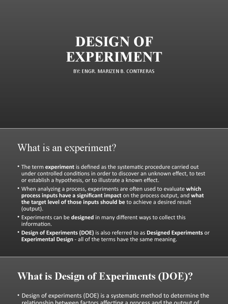 Design Of Experiment PDF Experiment Design Of Experiments