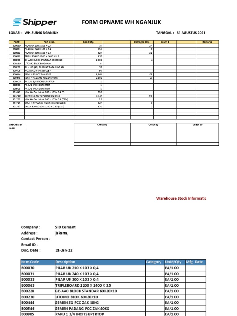 Master Template BA Stock Opname - SID NGANJUK MEI 22 | PDF | Jakarta ...