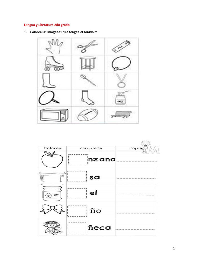 Actividades De Trabajo De Palabras Para 2do Grado