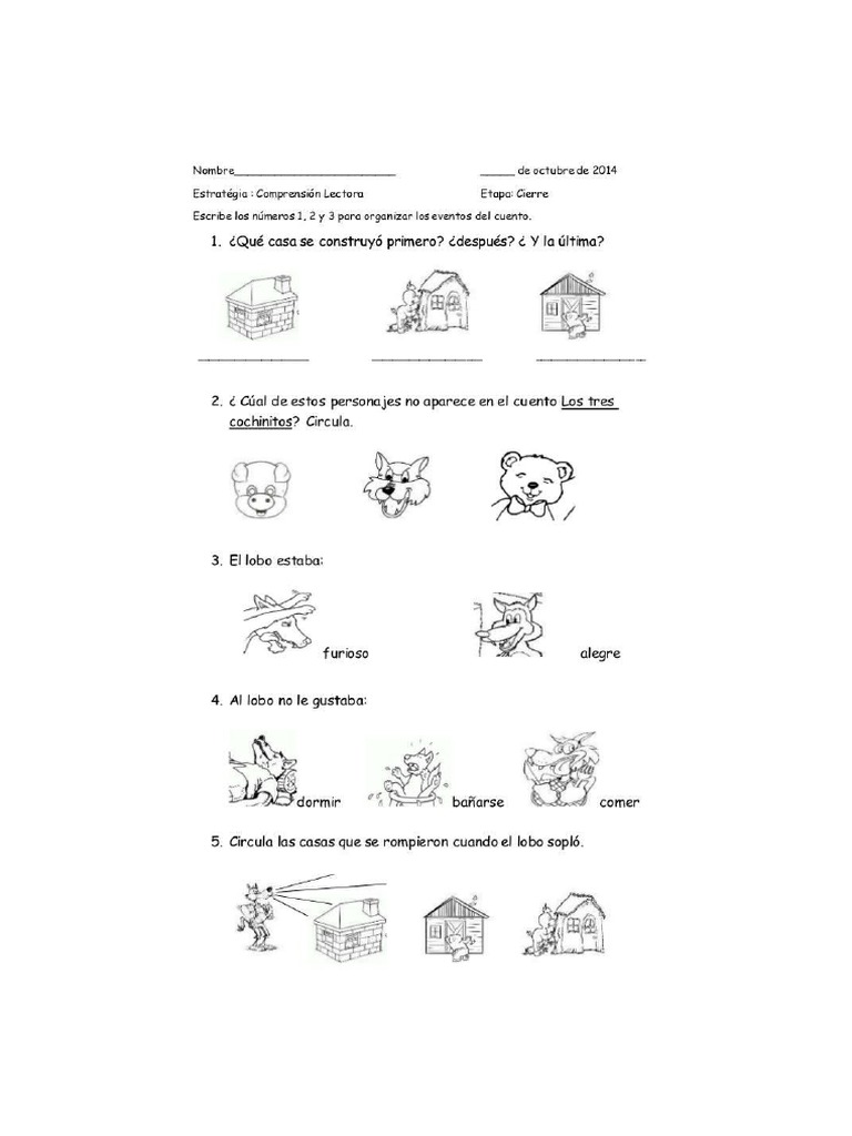 Actividad Los Tres Cerditos Pdf