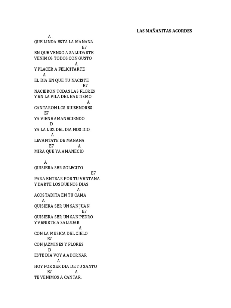 Las Mañanitas Simples Acordes | PDF | Canciones folk | Canciones