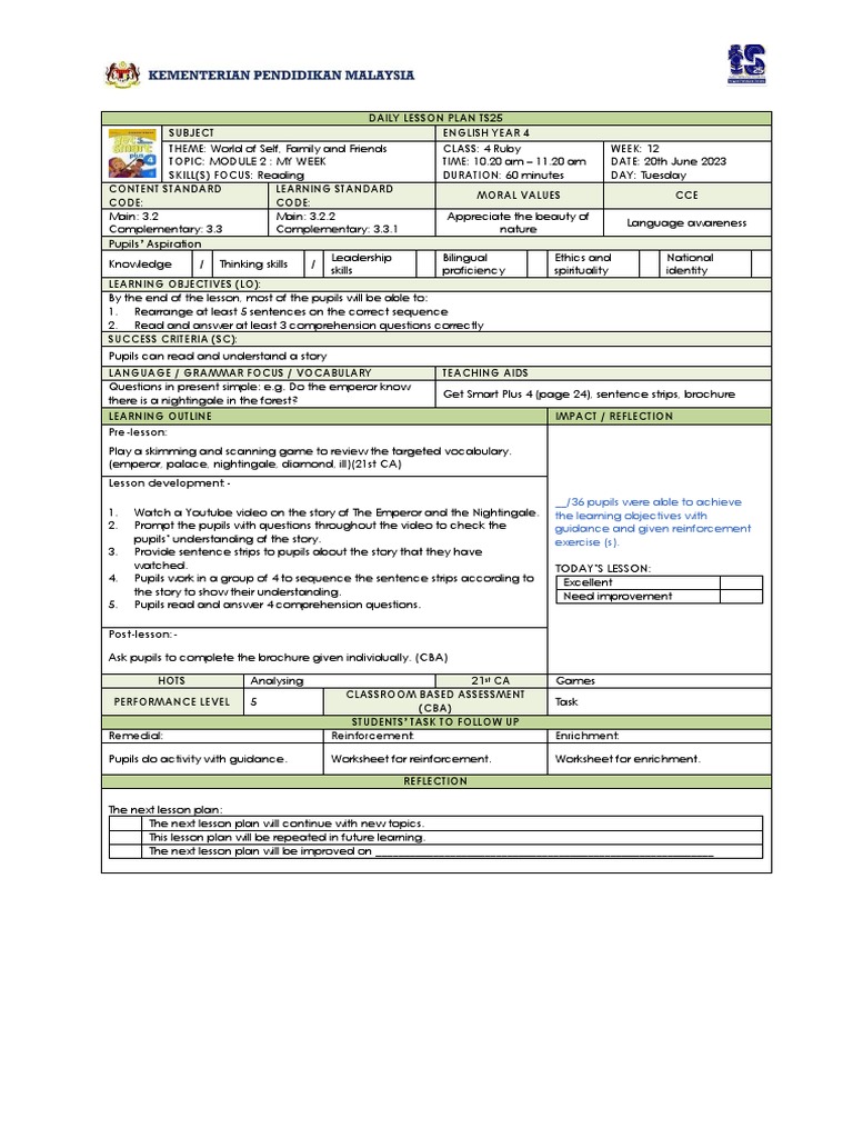 4 Ruby English Lesson | PDF | Lesson Plan | Reading Comprehension