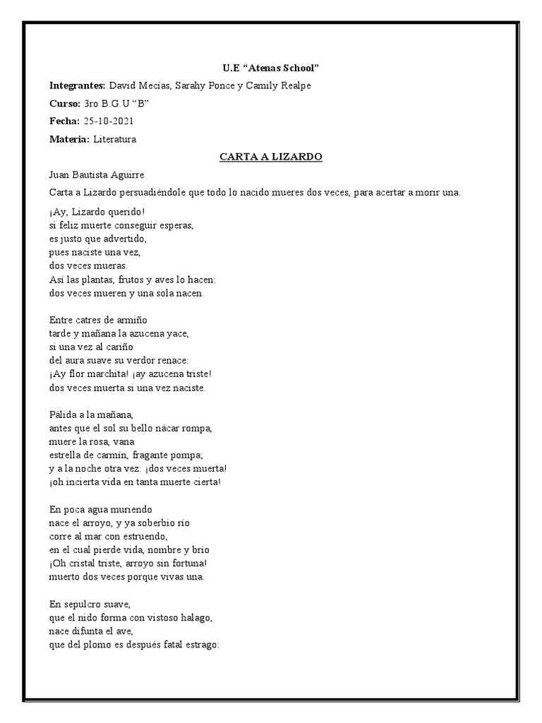 Carta a Lizardo: Vida y Muerte | PDF | Libros para adolescentes ...