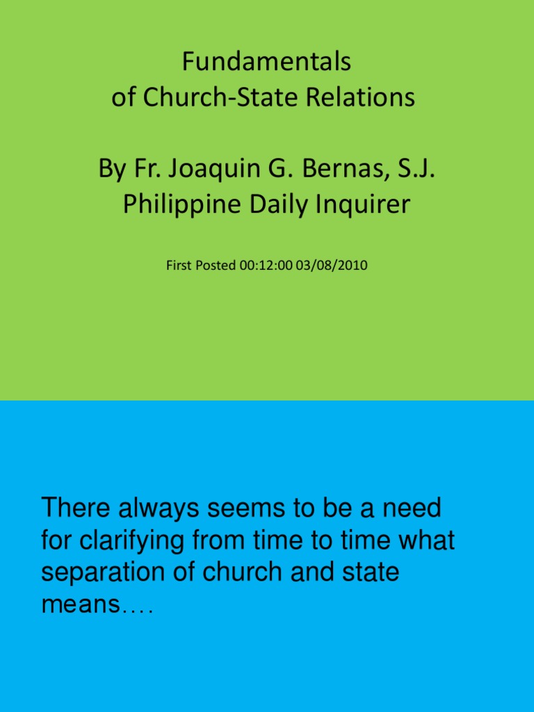 Church-State Separation in the Philippines | PDF | Separation Of Church ...