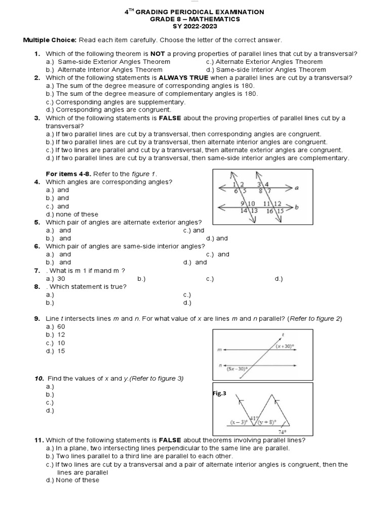 4q-Math8 V1-PT | PDF | Mathematics | Geometry