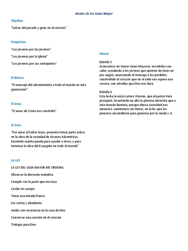 Ideales de Los Guías Mayor | PDF