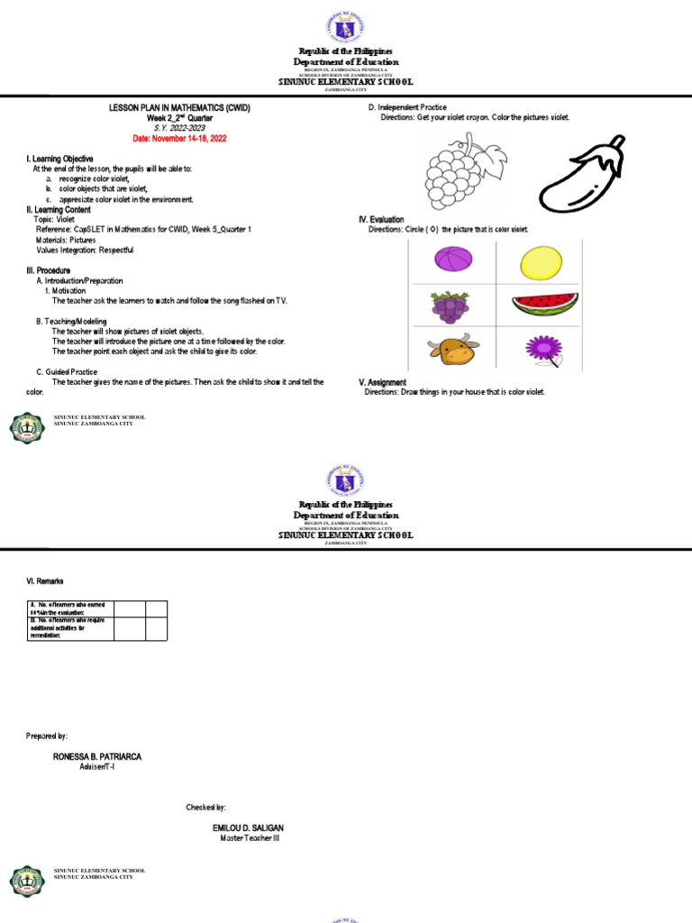 Lesson Plan CWID - Week 2 Q2 | PDF | Teachers | Lesson Plan