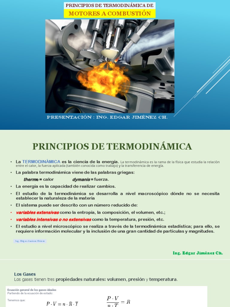 Principios de Termodinámica de Motores A Combustión | PDF | Termodinámica | Gases