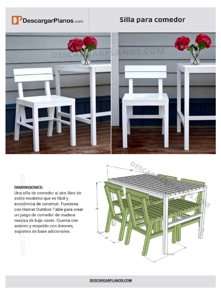 Plano de Silla de Madera para Comedor PDF 1 | PDF