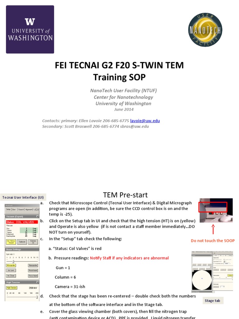 Fei Tem Tecnai Sop June 2014 | PDF | Transmission Electron Microscopy ...