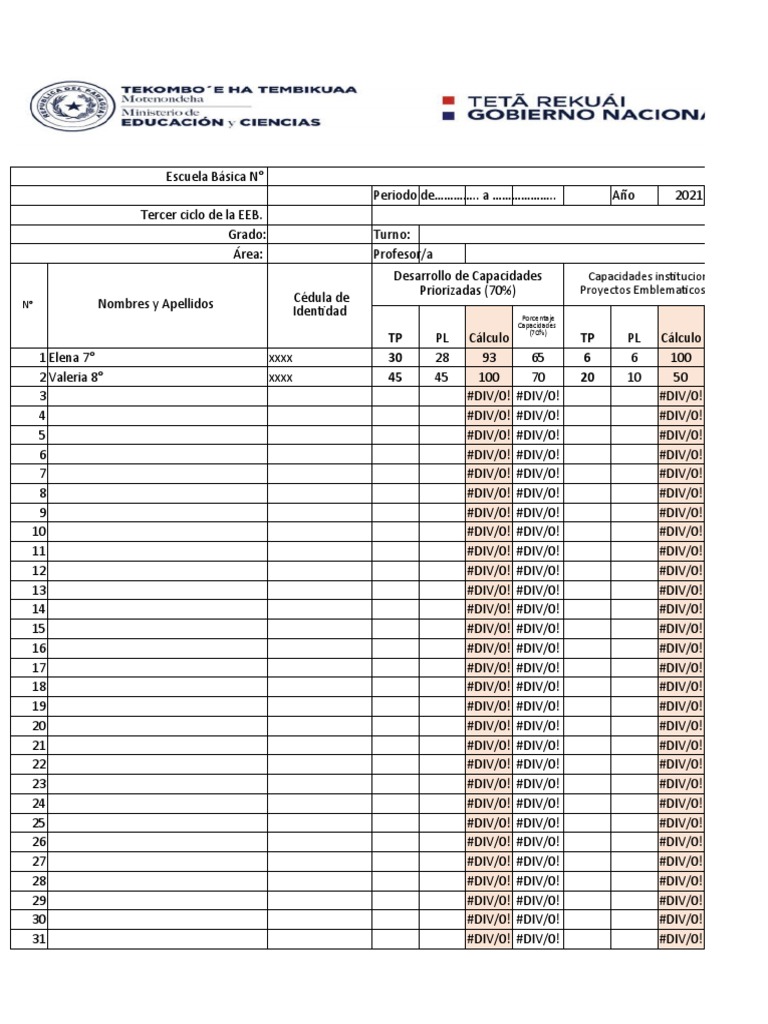PLANILLA - 3° CICLO - Formula | PDF