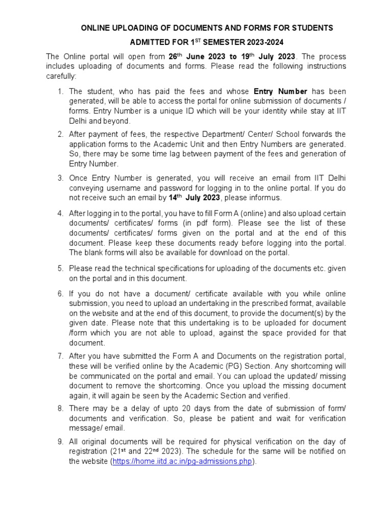 Important Instruction and Procedure For Online Registration | PDF