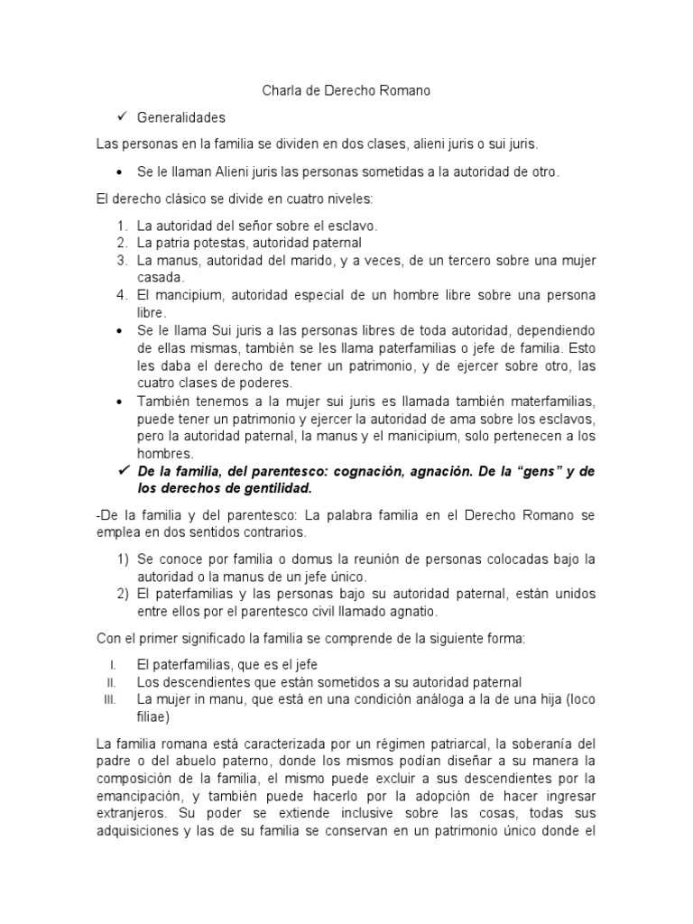 Derecho Romano: Familia y Gens | PDF | Roma antigua | Instituciones ...