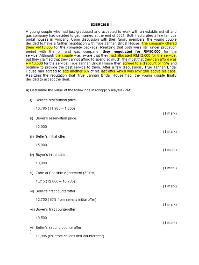 Distributive Bargaining Calculation | PDF | Prices | Microeconomics