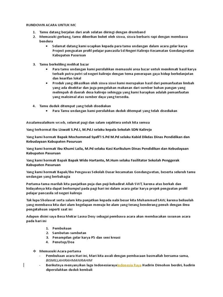 Susunan Acara MC | PDF