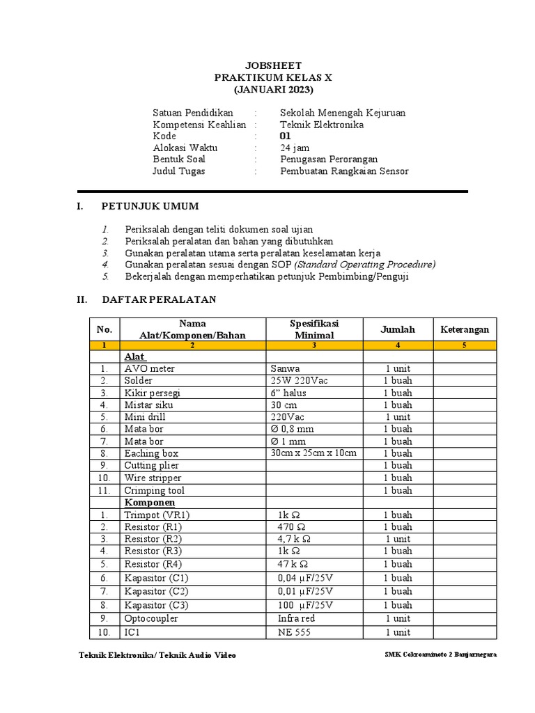 Jobsheet X 1 | PDF