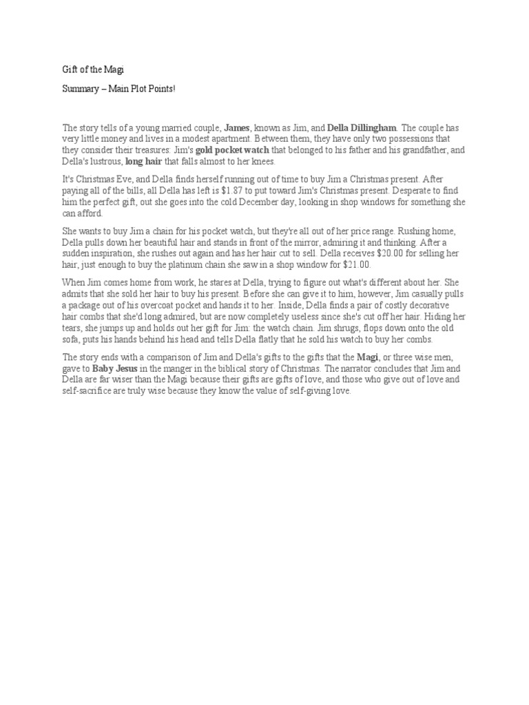 The Gift of The Magi Summary | PDF