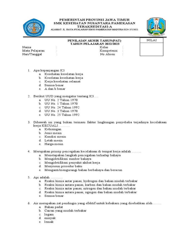 Soal k3lh Genap 2022-2023 | PDF