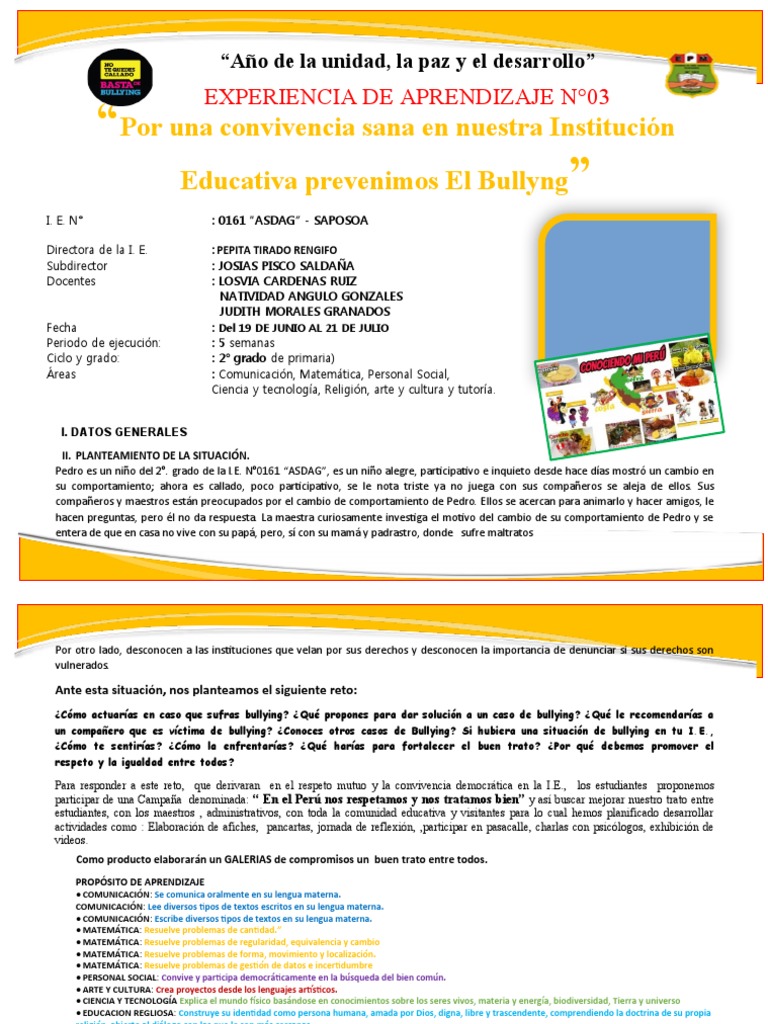 Experiencia de Aprendizaje 03 | PDF | Aprendizaje | Enseñando