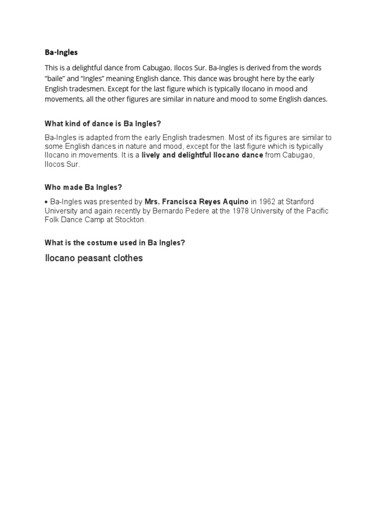 Ba-Ingles: History and Costume | PDF | Foreign Language Studies | Art