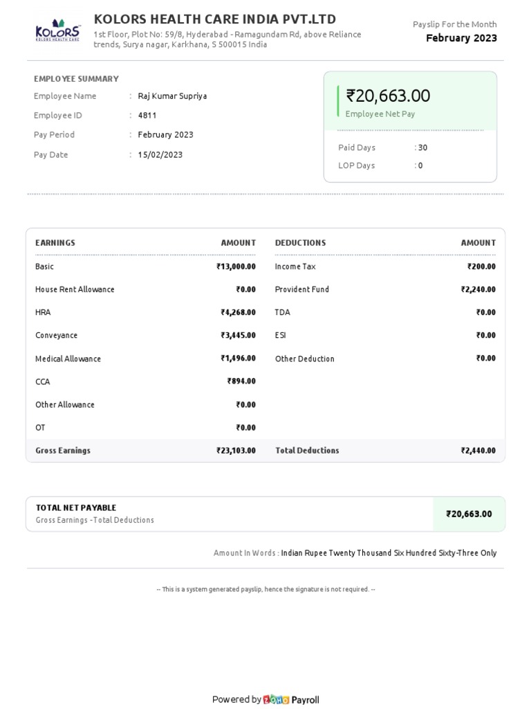 Payslip 4811 Feb 2023 5446670583162630004 1683285804852 | PDF | Money ...