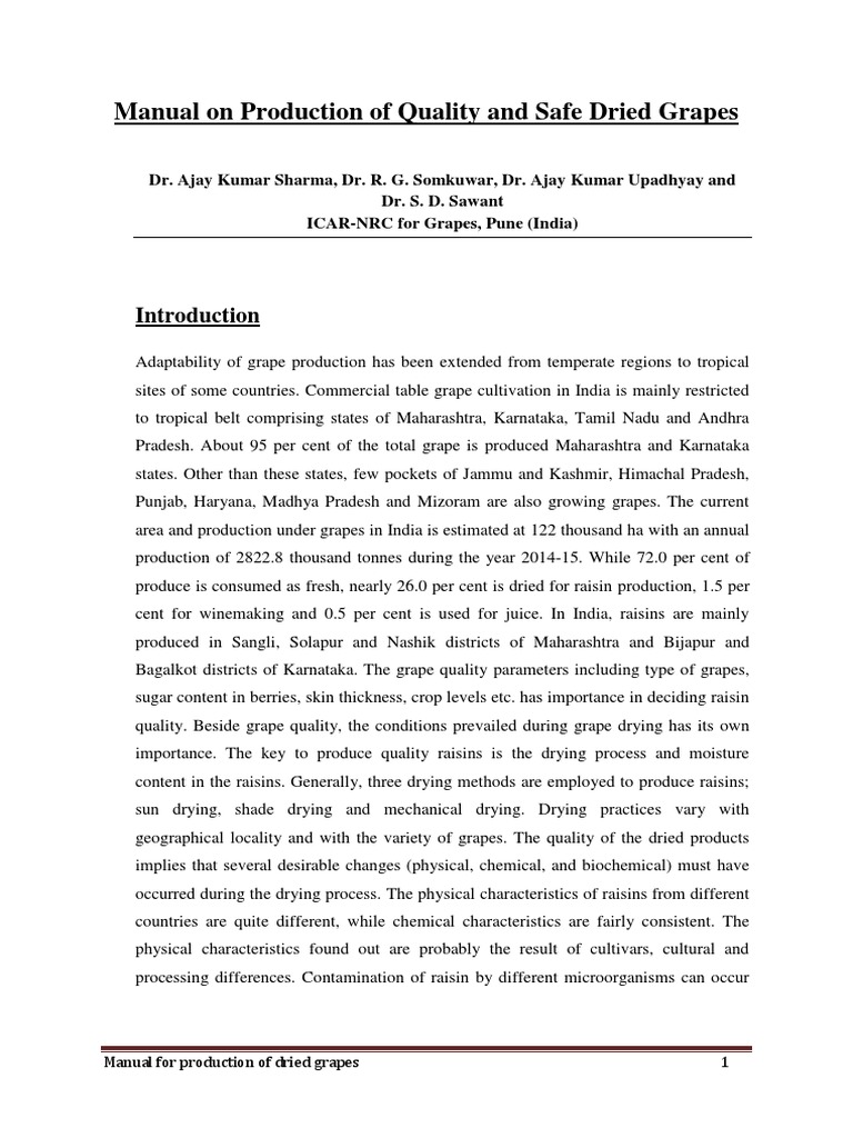 Manual of Grapes Drying | PDF | Raisin | Grape