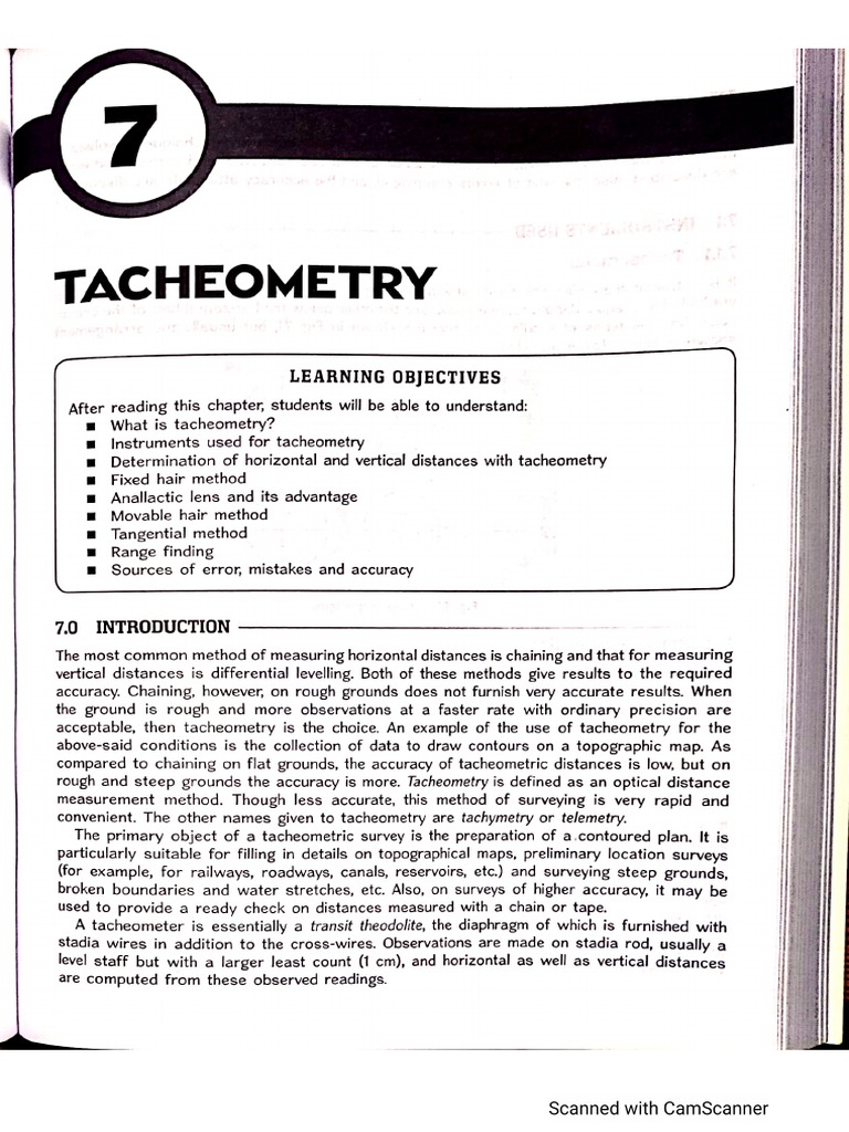 Tacheometry notes | PDF