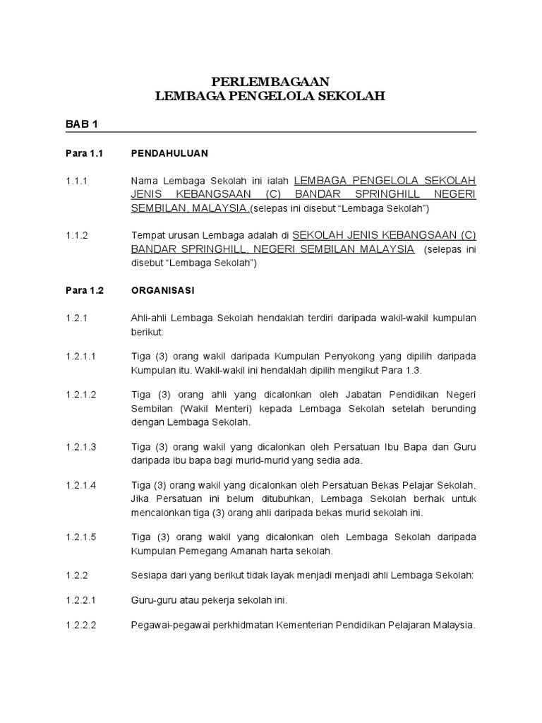 Perlembagaan LPS Version BM | PDF