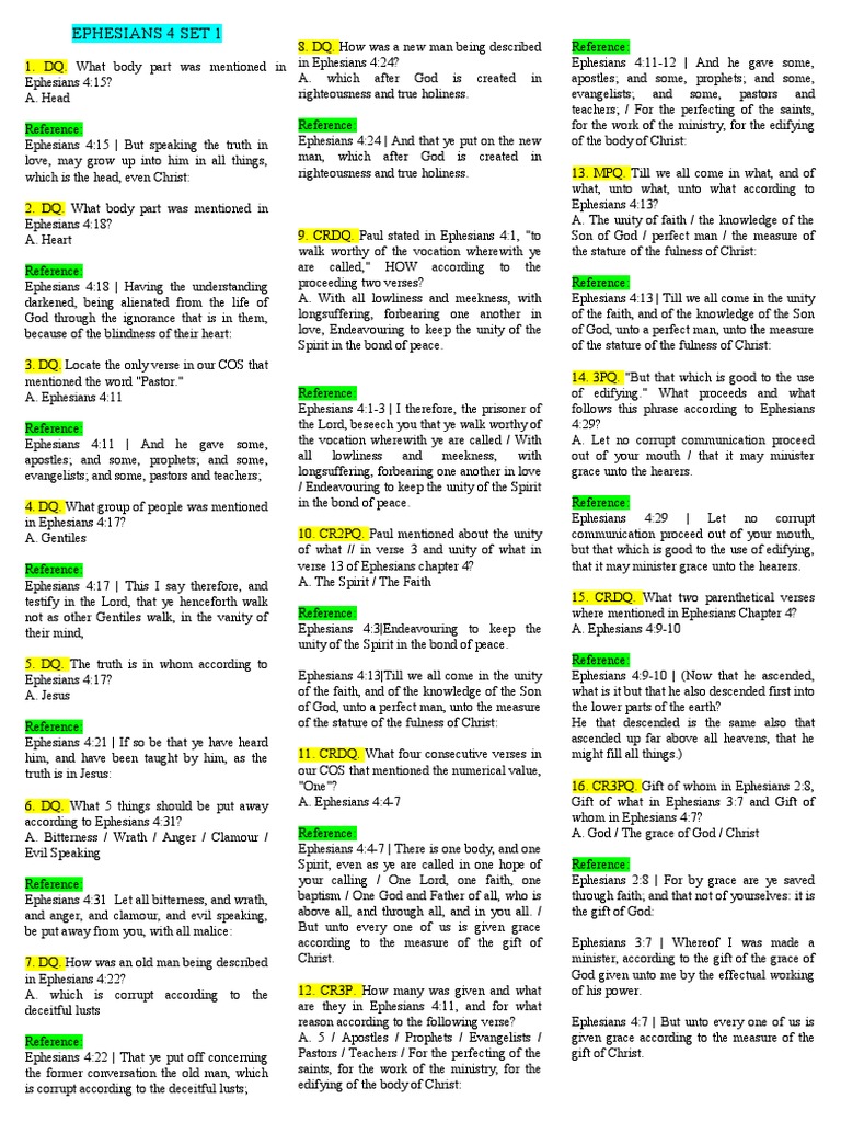 EPHESIANS 4 Set 1 | PDF | Grace In Christianity | Jesus