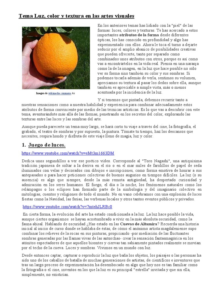 Tema Luz Color y Texturas en Las Artes Visuales | PDF | Píxel | Pinturas