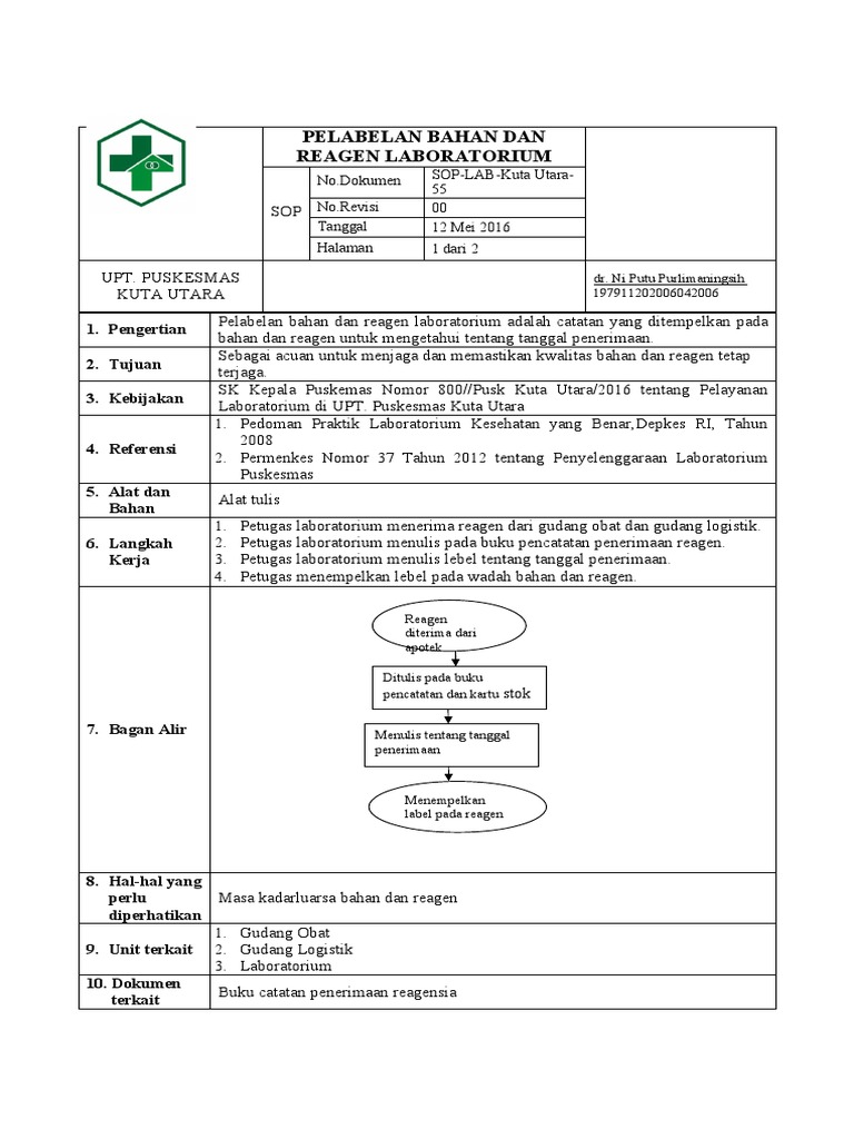 Lab 815 Ep 5 Pelabelan Bahan Dan Reagen Laboratorium Pdf