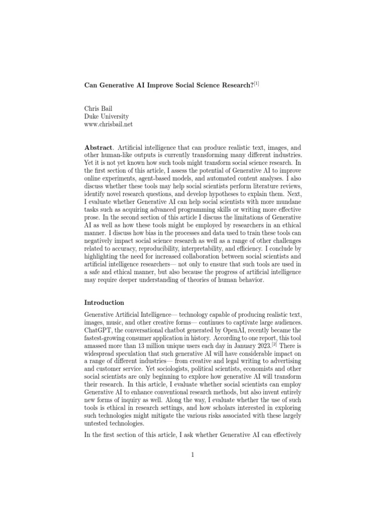 Can Generative AI Improve Social Science | PDF | Artificial Intelligence | Intelligence (AI ...