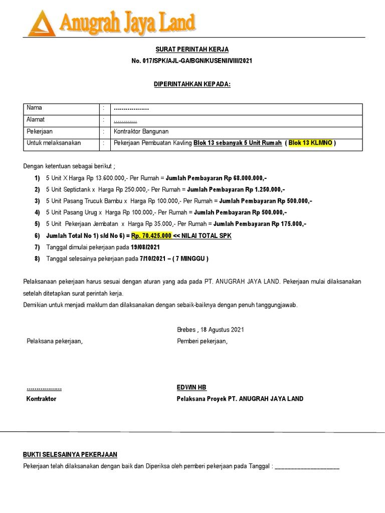 17-9-2021-Contoh SPK | PDF