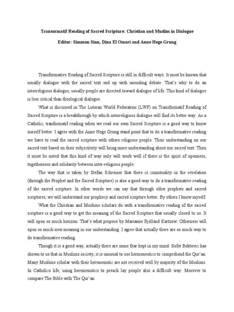 First Critical Thinking - Transformatif Reading of Sacred Scripture ...