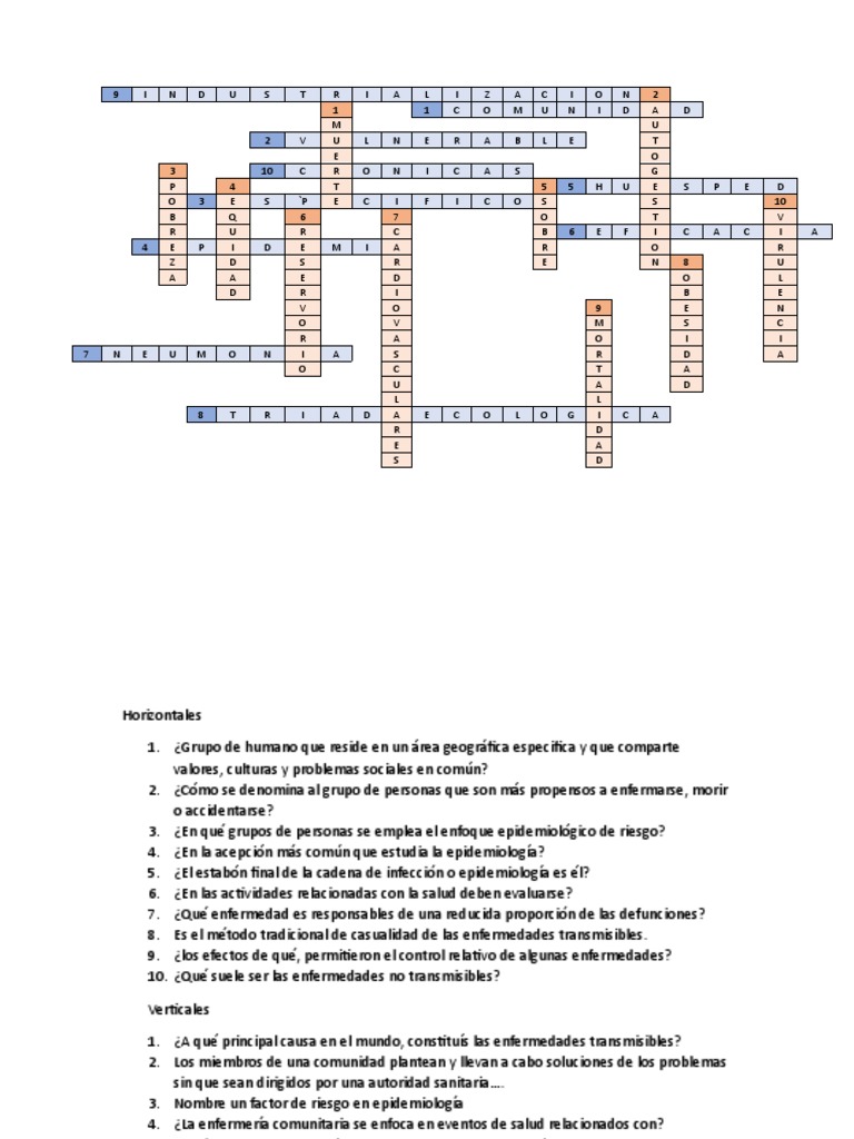 Crucigrama sobre Salud y Enfermedades | PDF | Epidemiología ...