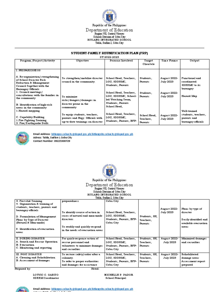 Reunification Plan | PDF | Emergency Management | Hazards