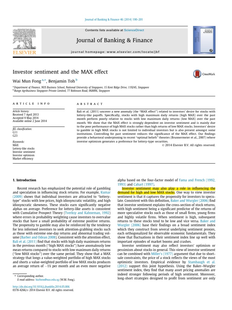 investor sentiment and the max effect - wai mun fong Benjamin Toh | PDF ...