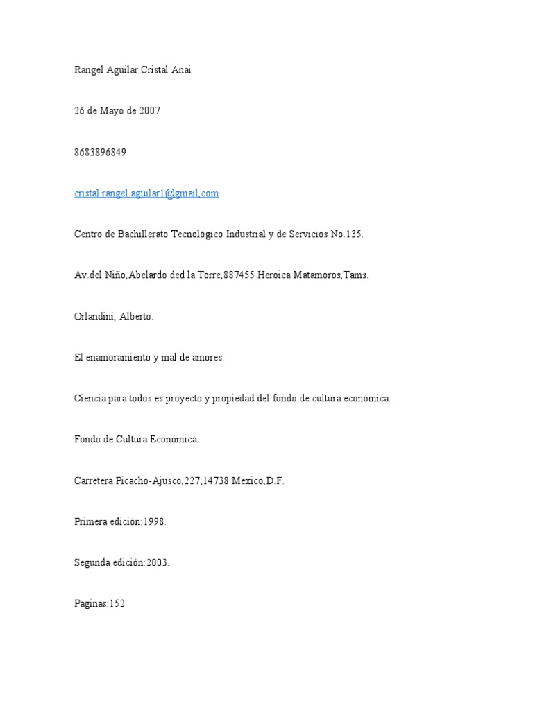 Rangel Aguilar Cristal Anai | PDF | Las emociones | Amor