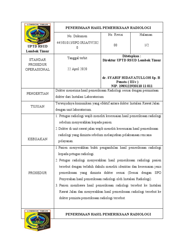 SPO HASIL PEMERIKSAAN RADIOLOGI FINISH | PDF