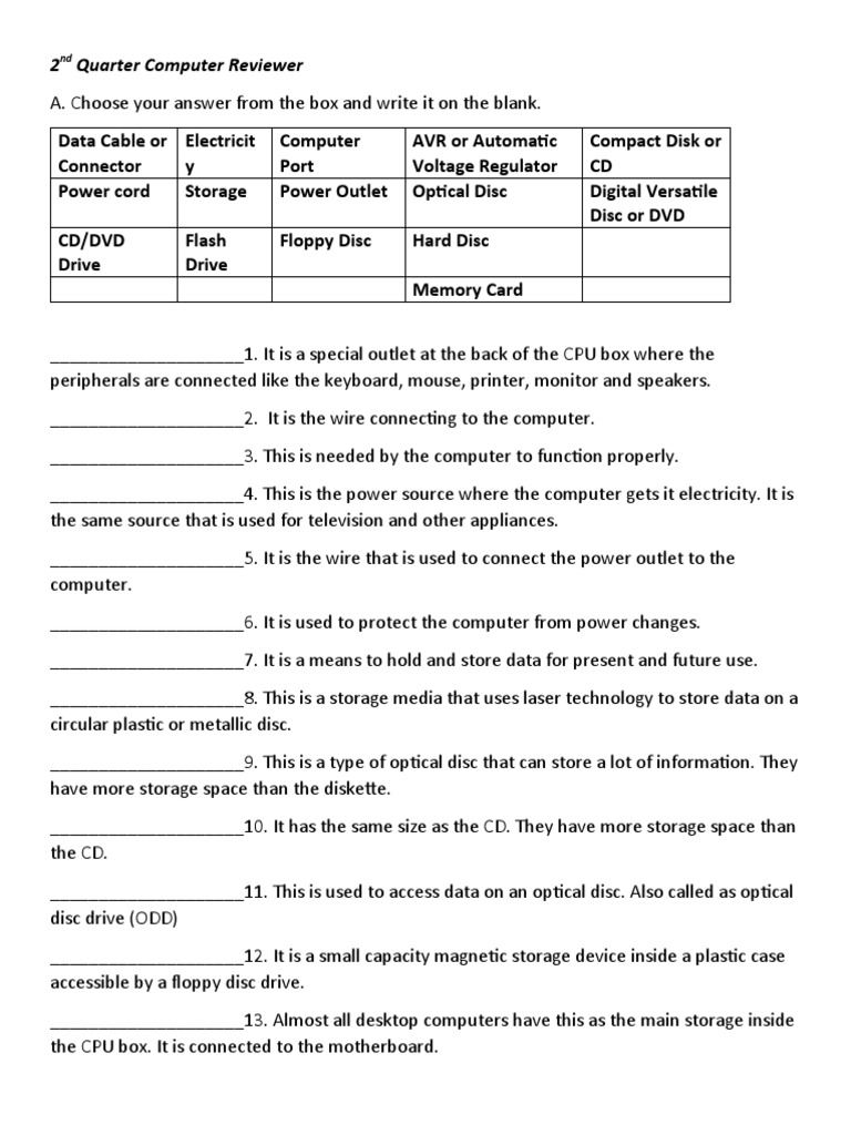 2nd Quarter Computer Review Guide | PDF | Computer Data Storage ...