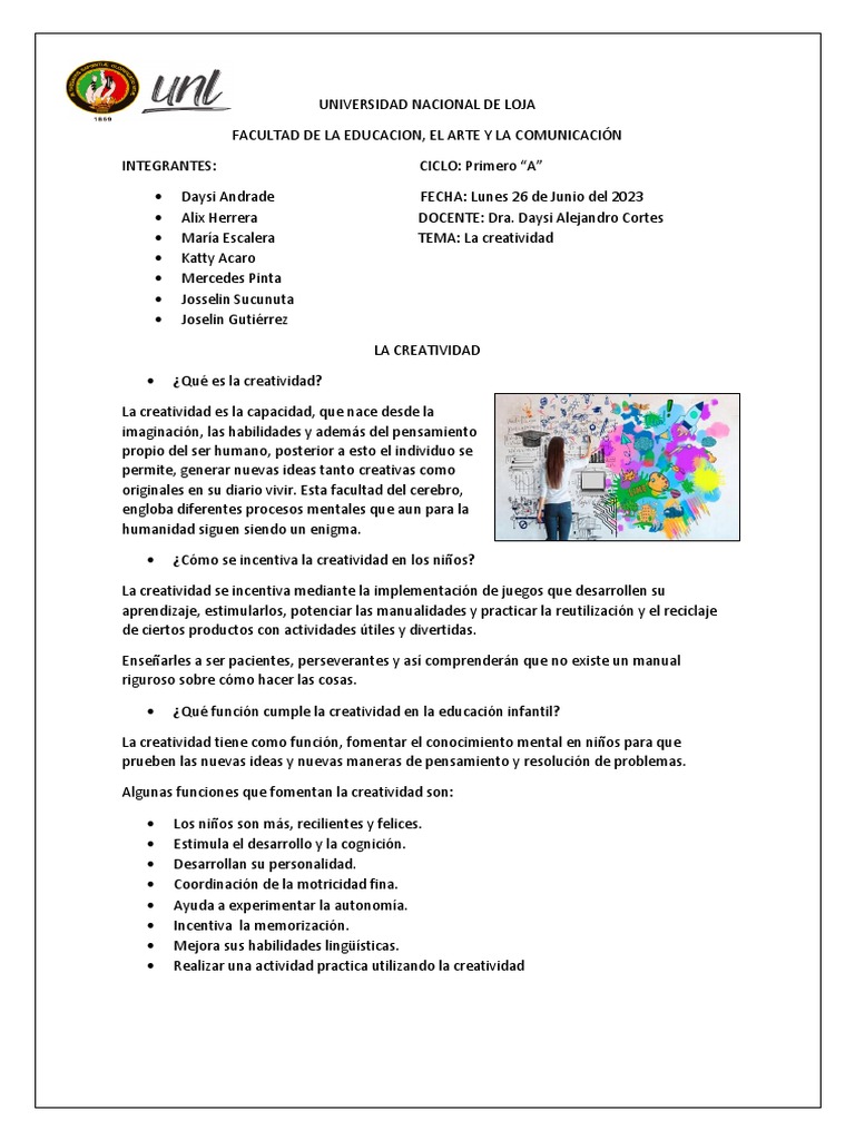 La Creatividad | PDF | Creatividad | Pensamiento