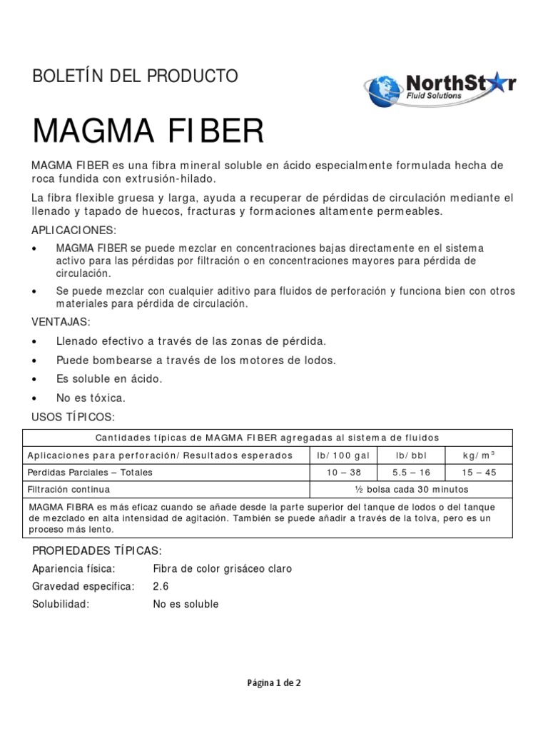 Magma Fiber: Solución para Pérdidas de Circulación | PDF | Solubilidad ...