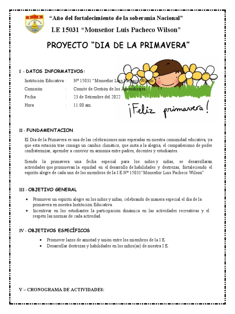 Proyecto Dia de La Primavera.-2022 | PDF