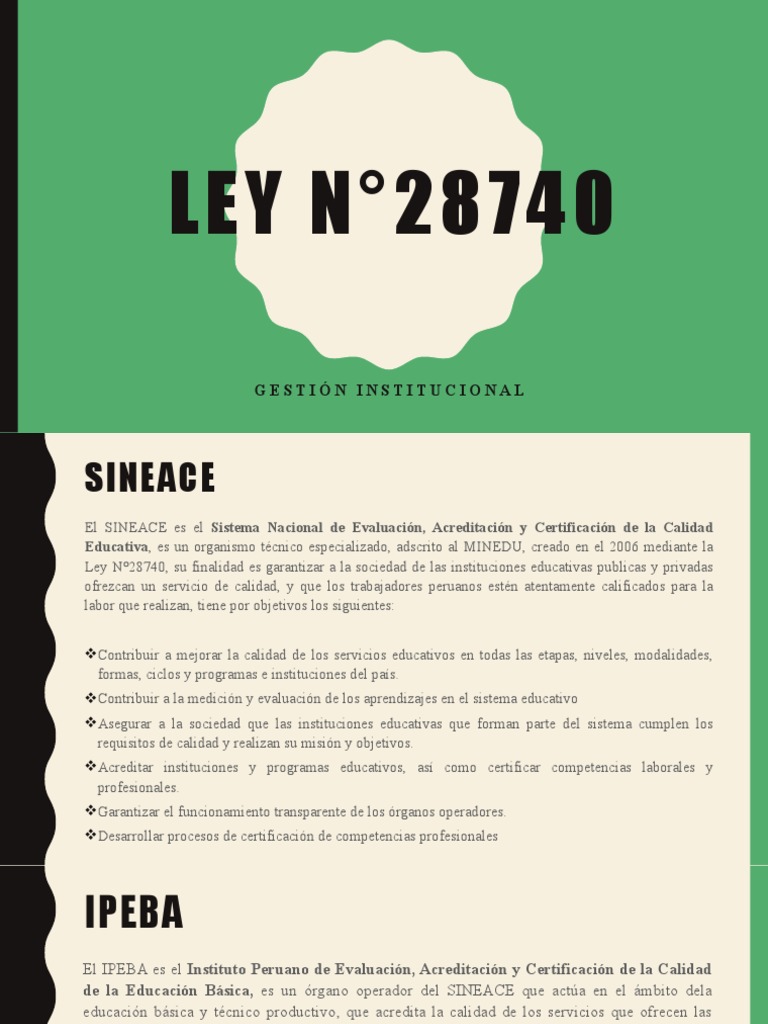Ley N°28740 | PDF | Educación más alta | Calidad (comercial)