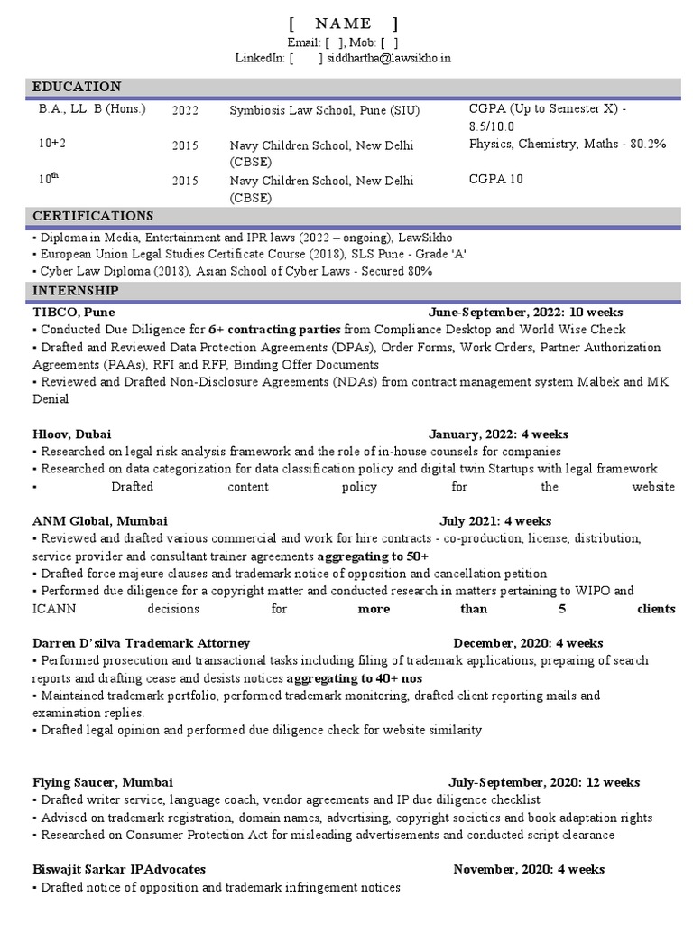 Model CV - Students | PDF | Trademark | Intellectual Property