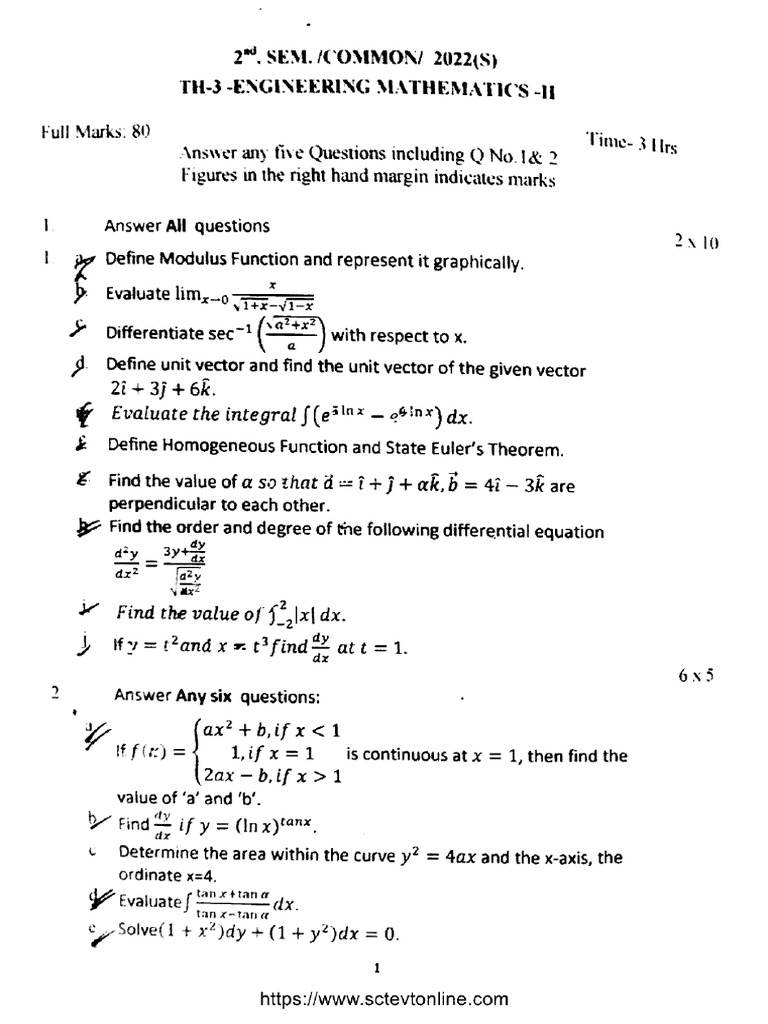 All 2 Sem Engineering Mathematics 2 Summer 2022 | PDF